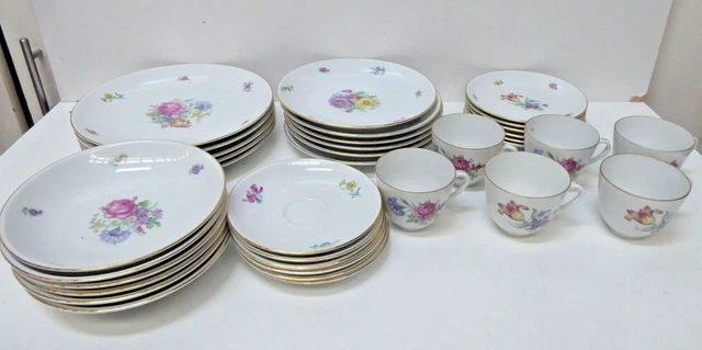 FURSTENBERG PORCELAIN CHINA Dinner Set 35 Piece Floral Handpainted ...