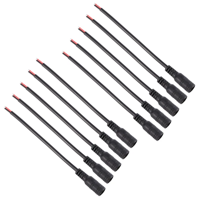 10PCS 12V DC Plug Female Jack Plug Connector Cable 5.5X2.1mm With ...