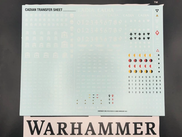 ASTRA MILITARUM CADIAN Transfer Sheet Warhammer 40k new £4.50 - PicClick UK