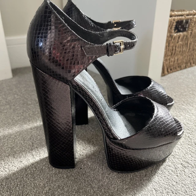 LADIES RIVER ISLAND very high platform shoes black size 5 snakeskin £5. ...