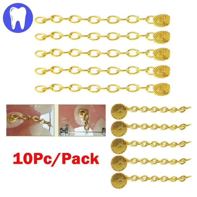 DENTAL ORTHO TRACTION Chain Buttons with Chain Gold Plated Round ...