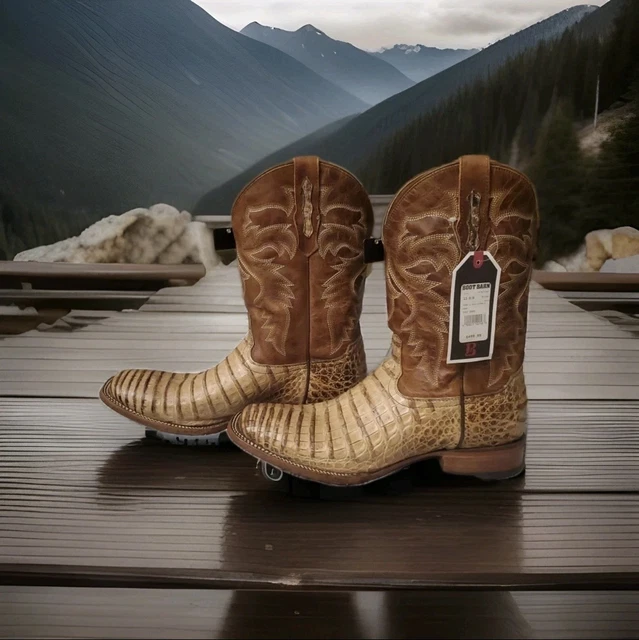 CODY JAMES MEN'S Burnished Caiman Exotic Boots Square Toe Brown Size ...