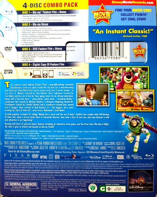 TOY STORY 3: Disney PIXAR (4-Disc Blu-ray/DVD+Digital Copy) BRAND NEW ...