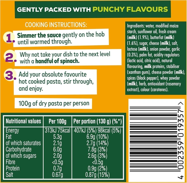 DOLMIO INTENSIFY PASTA Sauce Mild Creamy Garlic & Black Pepper Jar ...