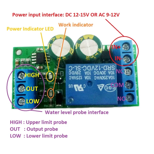 LEVEL CONTROLLER RELAY Board Wide Compatibility Water Level Sensor ...