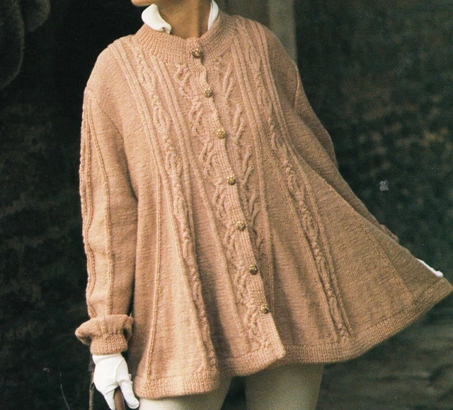 LADIES LOVELY CABLE Swing style Jacket- Knitting pattern- DK- chest 32 ...