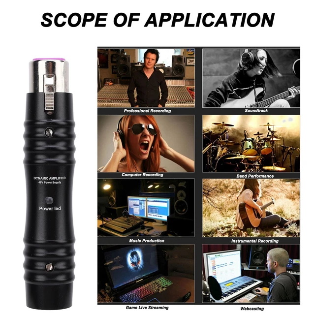 DYNAMIC MICROPHONE PREAMPLIFIER Professional Noise Cancellation 48V XLR ...
