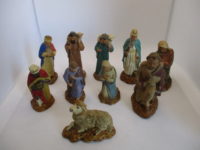 LOT D'ANCIENS SANTONS Collection Devineau Rois Mages Moutons Vierge ...