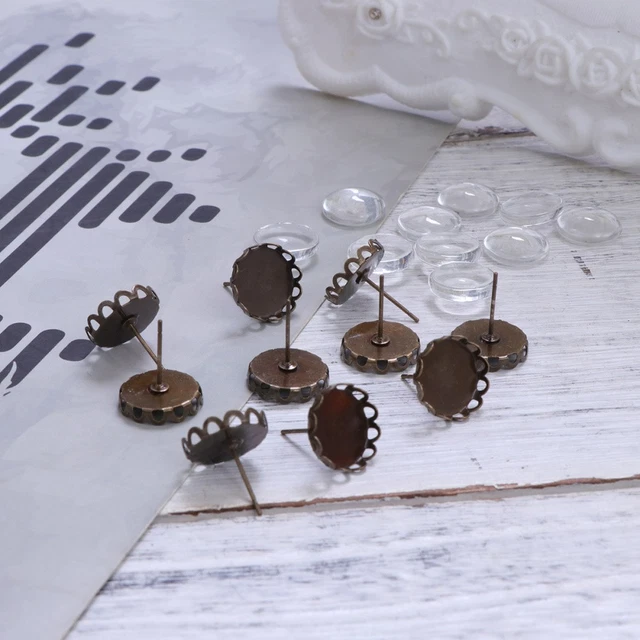 10 SETS JEWELLERY Making Tools Copper Earring Hooks Bronze Trays $13.89 ...