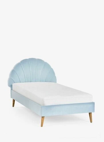 NEXT OPULENT VELVET Sky Blue Shell scallop Kids Upholstered single Bed ...