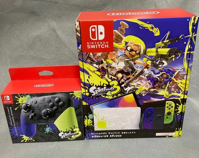 NINTENDO SWITCH (OLED Model) Splatoon 3 Edition incl Pro Controller NEW ...