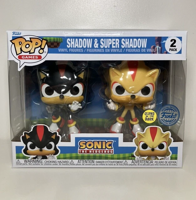 SONIC THE HEDGEHOG Shadow & Super Shadow Funko Pop! 2 Pack Mint Glow SE ...