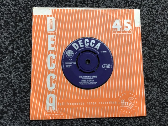 DAVE BERRY - The Crying Game 1964 Uk Single Decca F.11937 Excellent ...