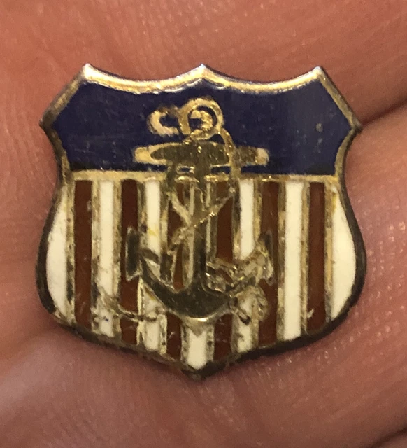 WWII WW2 STERLING Silver Coro USN Navy Anchor Shield Pin Sweetheart ...