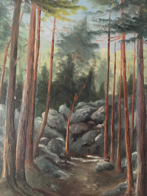 TRES BELLE PEINTURE Réaliste Huile Carton XIXe A Identifier Paysage Hst ...