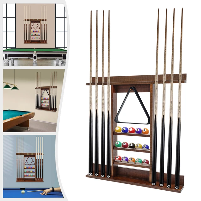 OAK 8 POOL Cue Rack Pool Stick Holder Wall Mount Billiard Cue Holder ...