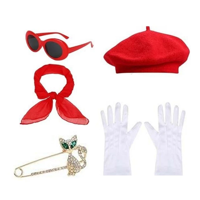 1980S FRENCH COSTUME Accessories Set Beret Hat Sunglasses French ...