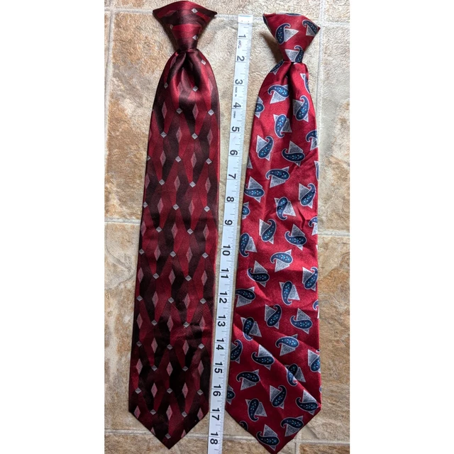 2 VINTAGE DAVID Taylor Mens Clip On Necktie Tie Polyester Red Black and ...