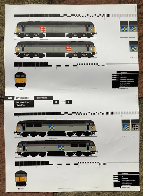 1990 BR RAILFREIGHT Sector Locomotive Liveries A2 Railway Poster Class ...