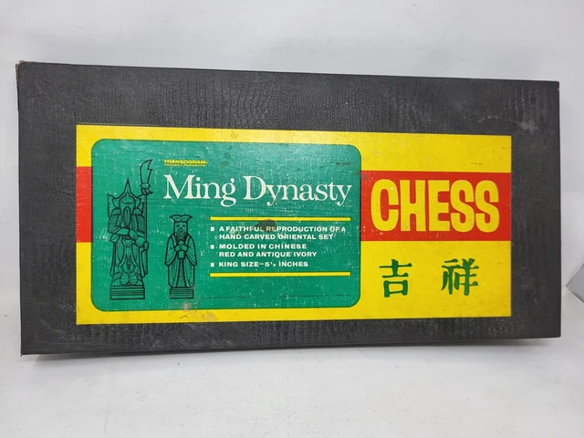 VINTAGE MING DYNASTY Chess Set By Transogram Plastic Red And Antique ...