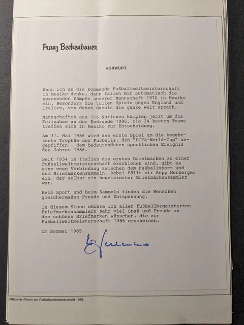 WM 1986 - Autogramm von Franz Beckenbauer, WM 1974 Eintritskarte und ...