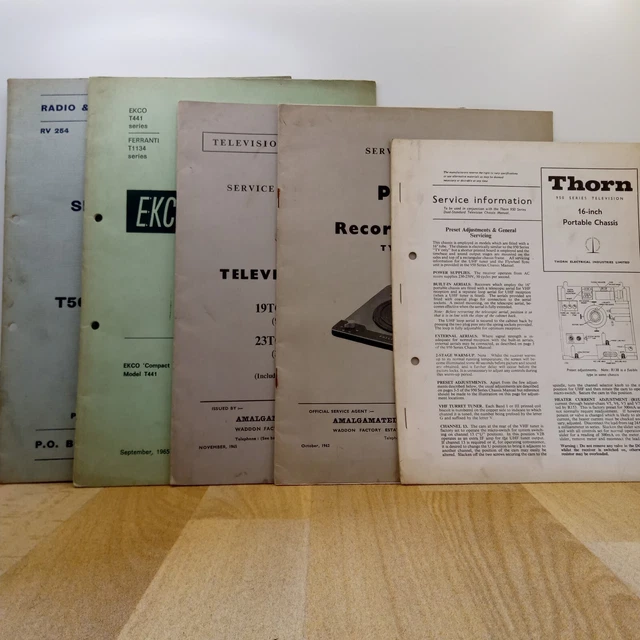 VINTAGE TELEVISION AND Record Player Service Manuals, Pye, Ekco ...
