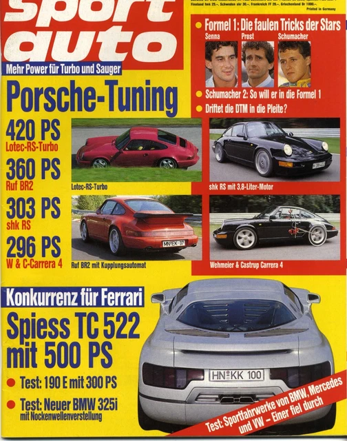 SPORT AUTO 10/1992 Porsche Tuning Lotec Rs Turbo Ruf Br2 Shk Rs W&C ...