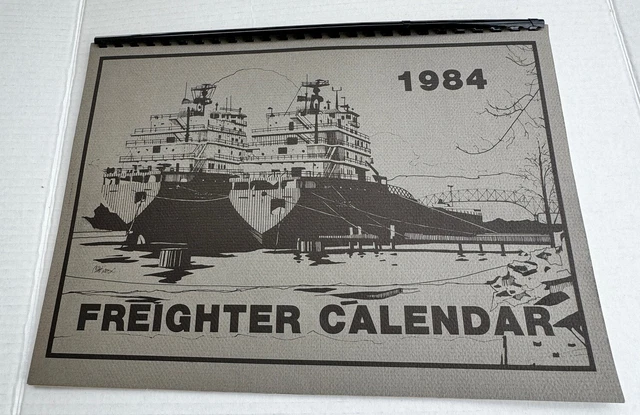 VTG 1984 CALENDAR FREIGHTER CALENDAR Great Lakes Ship Pen Pencil Prints ...