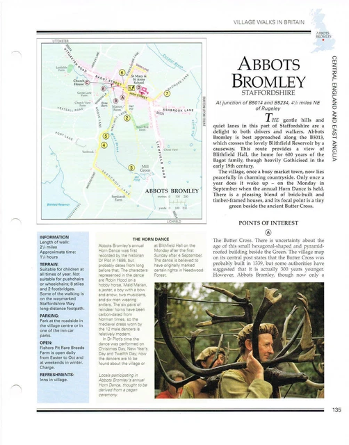 ABBOTS BROMLEY STAFFORDSHIRE Vintage Walking Route & Map circa 1991 ...
