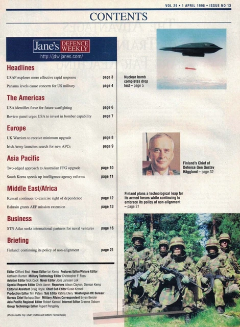 JDW - JANE'S Defence Weekly Magazine (1 APRIL 1998) EUR 9,42 - PicClick DE