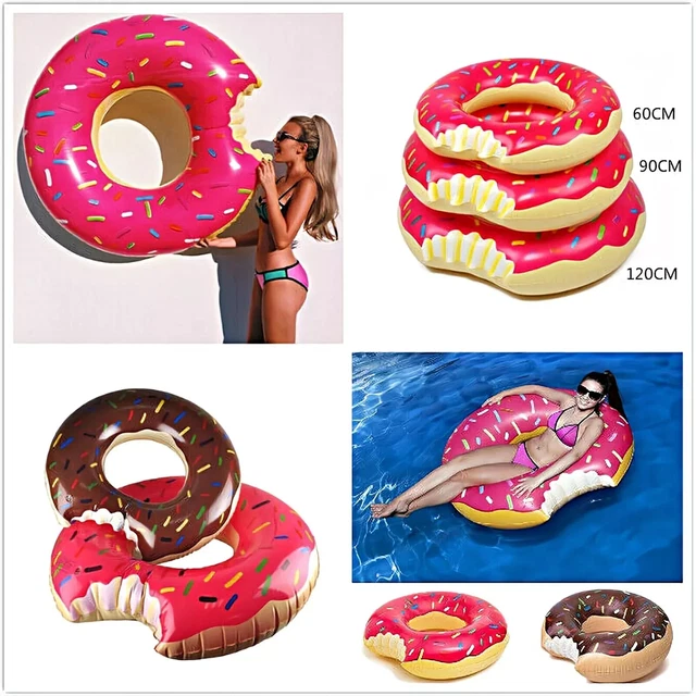 INFLATABLE DONUT/GLITTER SWIM Ring Swimming Pool Float Lounger Beach Ring Float £3.85 - PicClick UK