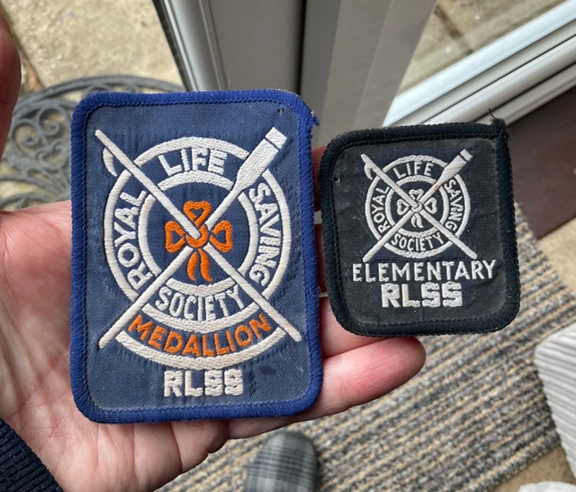 VINTAGE RLSS ROYAL life saving society cloth badges x2 swimming rescue ...