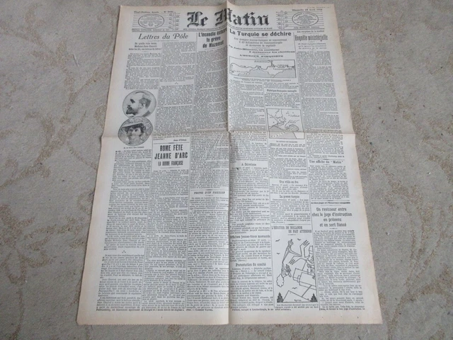 PRESSE FAC SIMILE 47 Le MATIN 18.04.1909 GUERRE TURQUIE ROME FETE Jeanne d'ARC EUR 5,00 ...