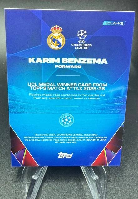 TOPPS MATCH ATTAX UCL UEFA 2025/2026 25/26 UCLW-KB Karim Benzema Medal Winner EUR 34,99 ...