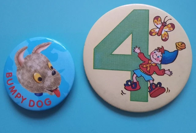 2X NODDY BADGES - VINTAGE RETRO CHARACTER NODDY & BUMPY DOG £2.49 ...