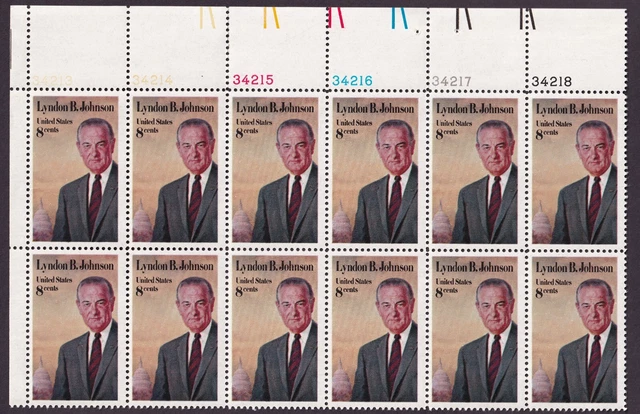 SCOTT #1503 LYNDON B. Johnson (LBJ) Plate Block Of 12 Stamps - MNH £1. ...
