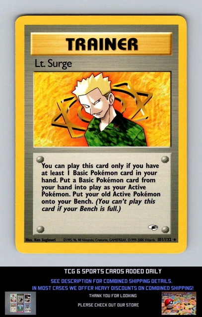 GYM HEROES #101/132 Lt. Surge (101) Pokemon Rare £2.73 - PicClick UK