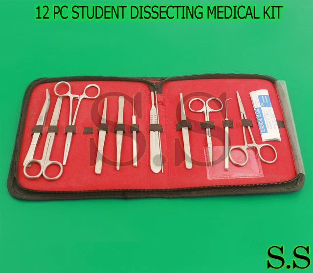 12 PC STUDENT Dissecting Dissection Medical Lab Instruments Kit Set+5 ...
