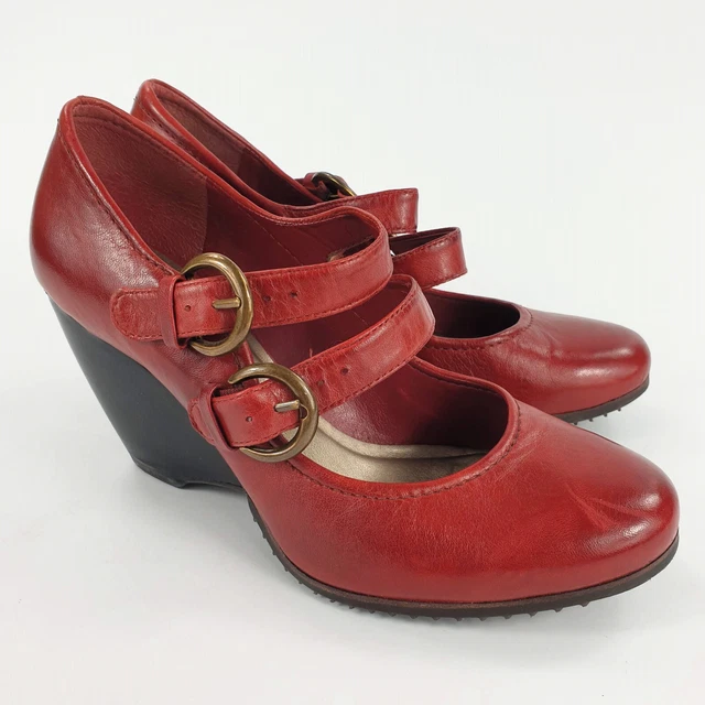 CLARKS HEELS RED Patent Leather Strappy Mary Jane Size 6 £39.99 ...