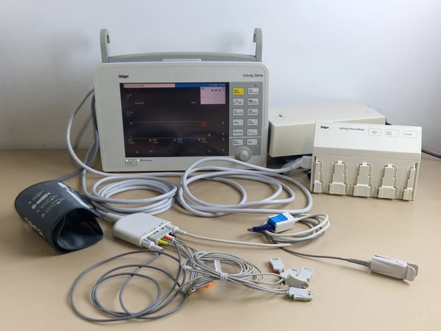 DRAGER DELTA INFINITY patient monitor + ECG SpO2 NIBP Temp hemomed ...