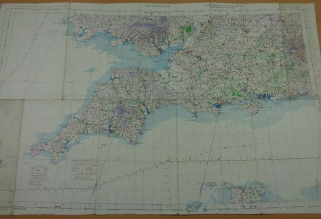 WW2 (1943) RAF "WAR" Map entitled "S.W.ENGLAND" (MAJOR Naval Ports ...
