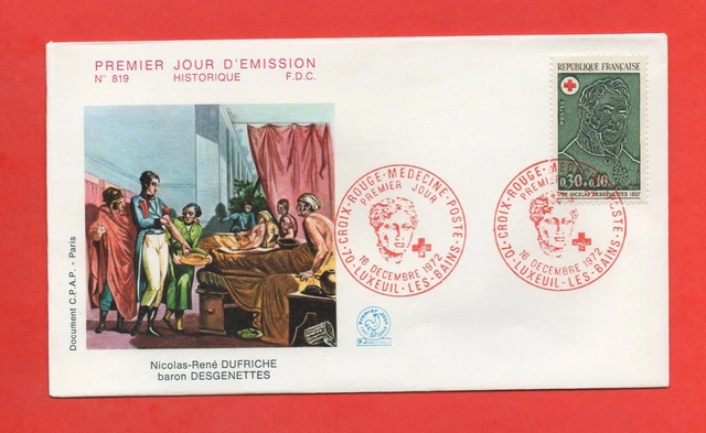 FDC 1972 - Nicolas Rene Dufriche, Baron Desgenettes (1588) EUR 10,80 ...