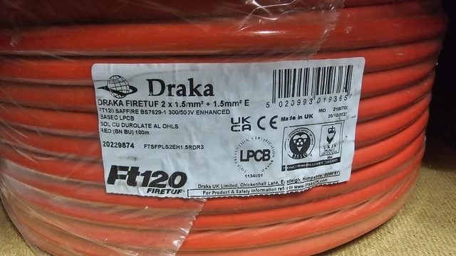 DRAKA FIRETUF FT120 SAFFIRE Enhanced FP Cable £135.00 - PicClick UK
