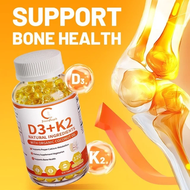 VITAMIN D3 + K2 (MK-7) Supplement High Strength Bone, Heart & Immune ...