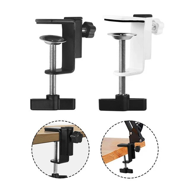 ADJUSTABLE AND SECURE Microphone Clip C type Holder Base for Table Use ...