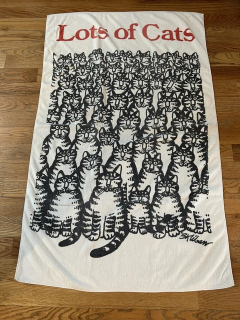 VINTAGE RARE 1980’S Kliban Lots Of Cats bath beach towel 36”x 55” USA ...