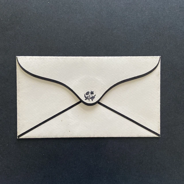 ANTIQUE VICTORIAN UNUSED mourning envelope poppy and cornflower black ...