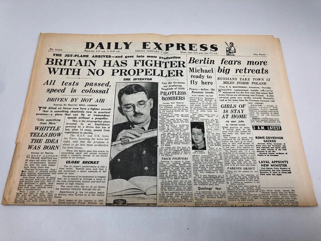 ORIGINAL WW2 BRITISH Home Front Newspaper - Daily Express - 1944 £9.99 ...