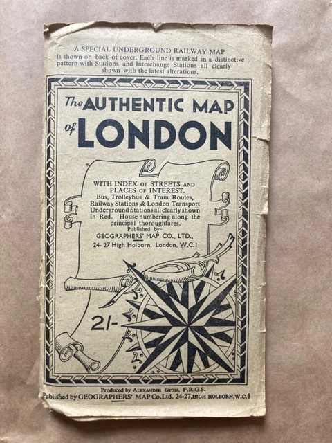 VINTAGE - THE Authentic Map of London Alexander Gross City Cartography ...