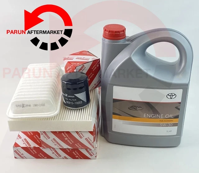 FOR TOYOTA YARIS SERVICE KIT 5L GENUINE TOYOTA 5W30 ENGINE OIL, AIR ...